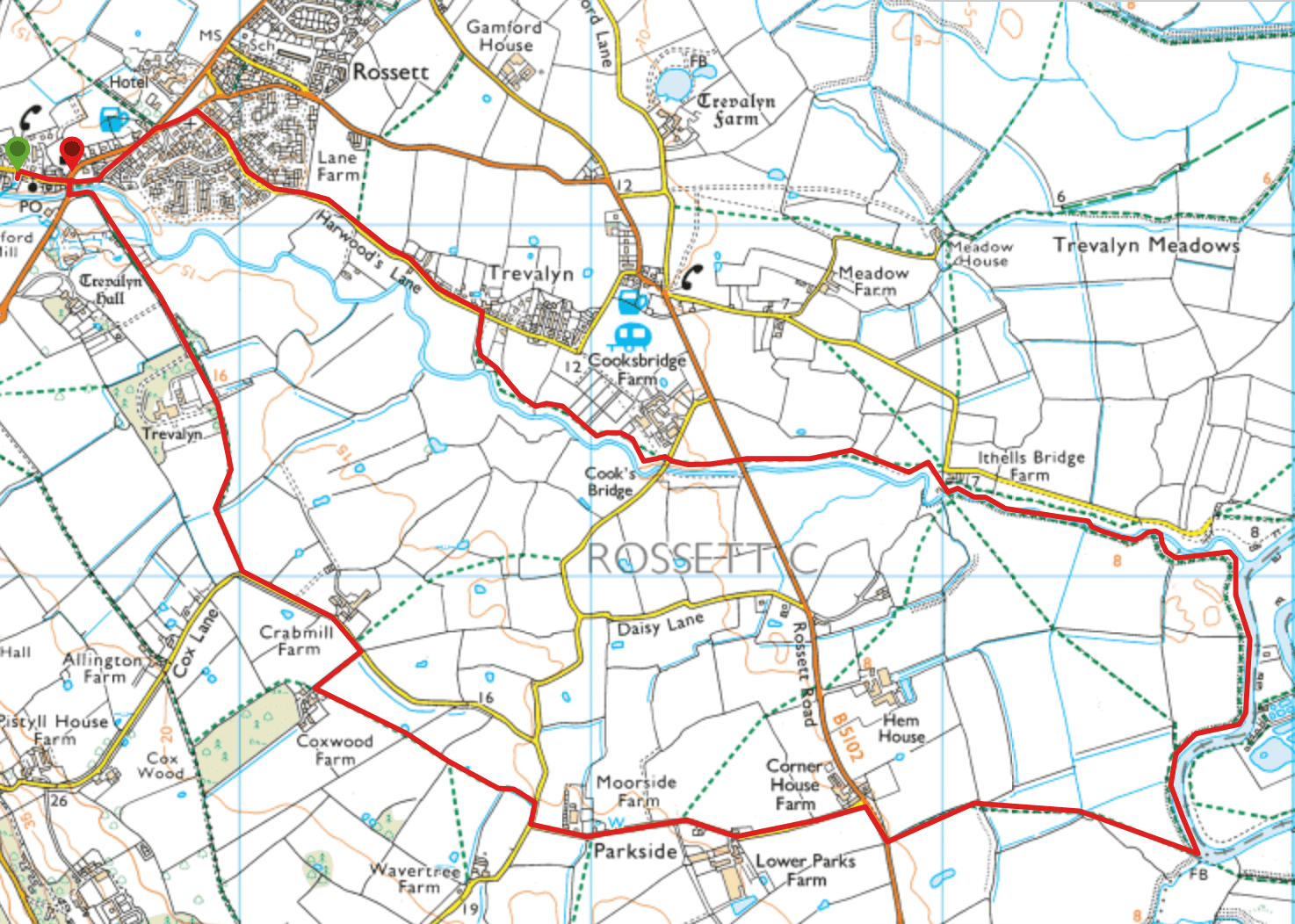Rossett Longer Walks - Rossett Village